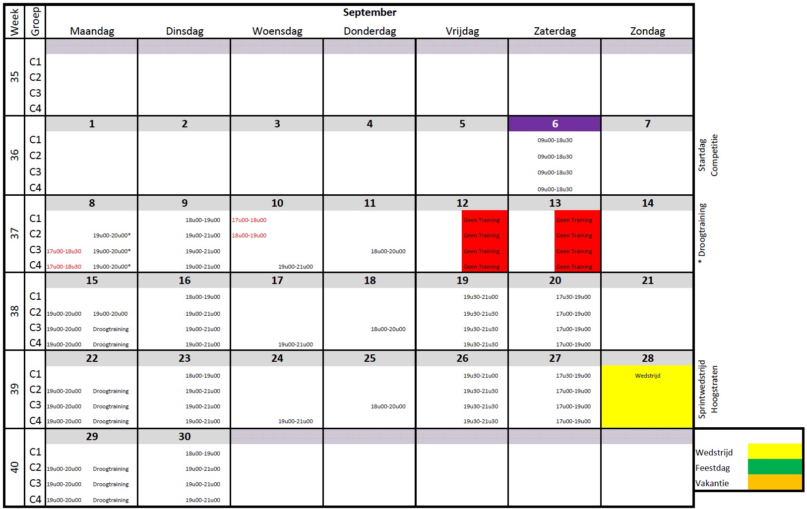 kalender training